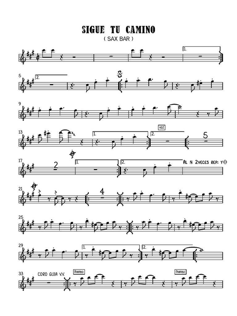 Sigue Tu Camino SAXBAR - Partitura Completa | PDF