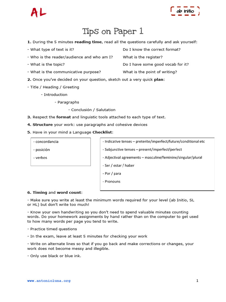 Tips On Paper 1 | PDF