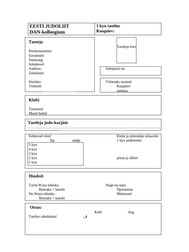 EJL 1 Kyu Taotlus | PDF