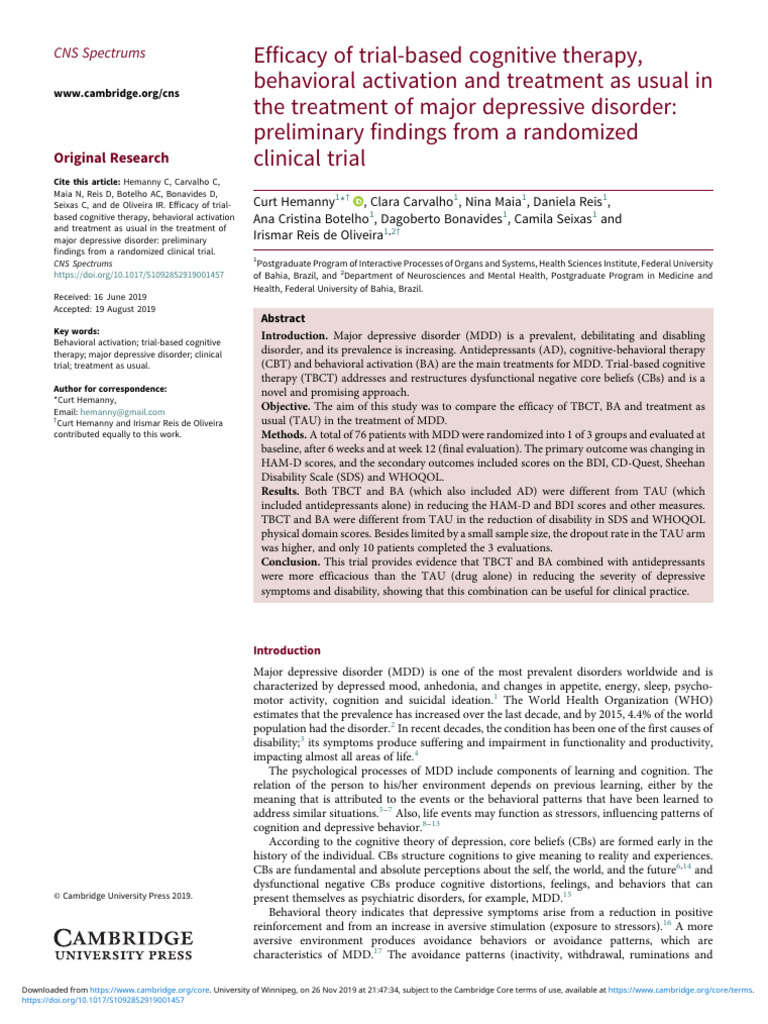 Hemanny Et Al. (2019) - Efficacy of TBCT and BA | PDF