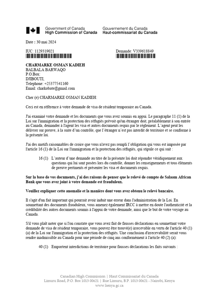 v339618849 - Procedural Fairness Letter | PDF