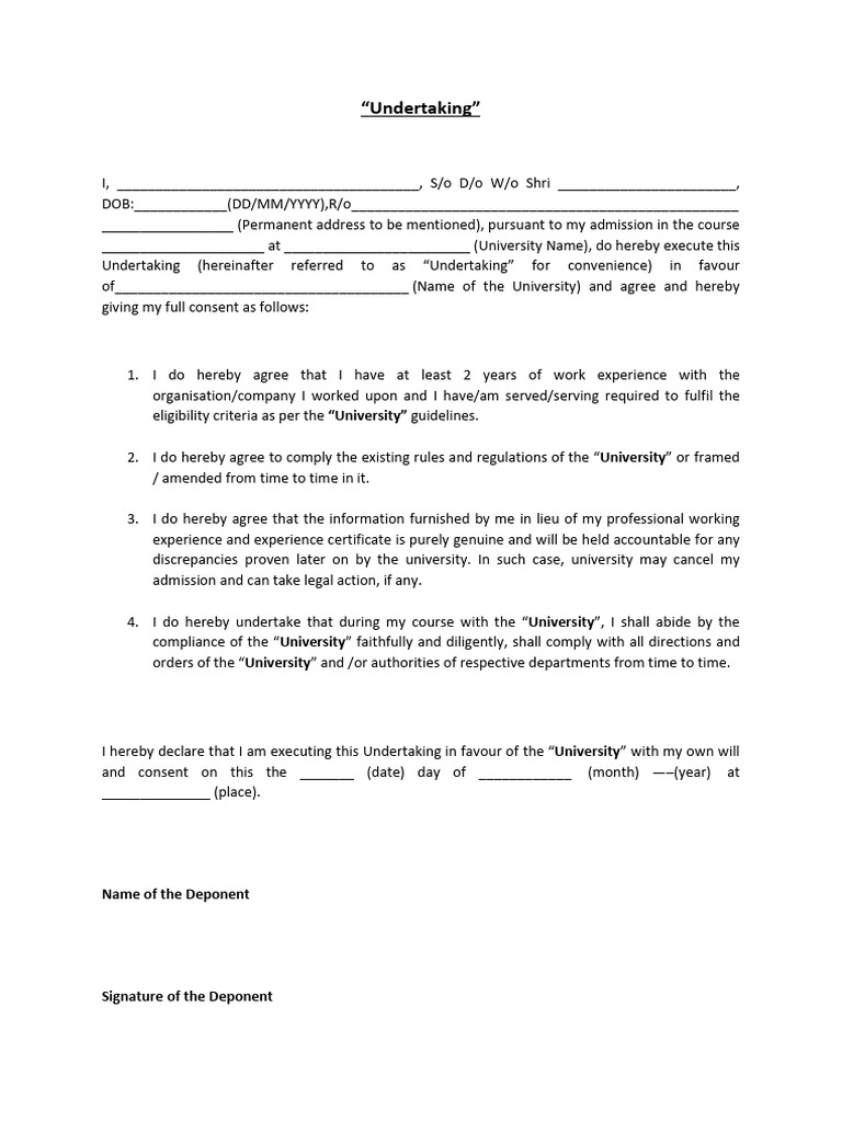 SVU Undertaking Non Working | PDF SVU Undertaking Non Working | PDF