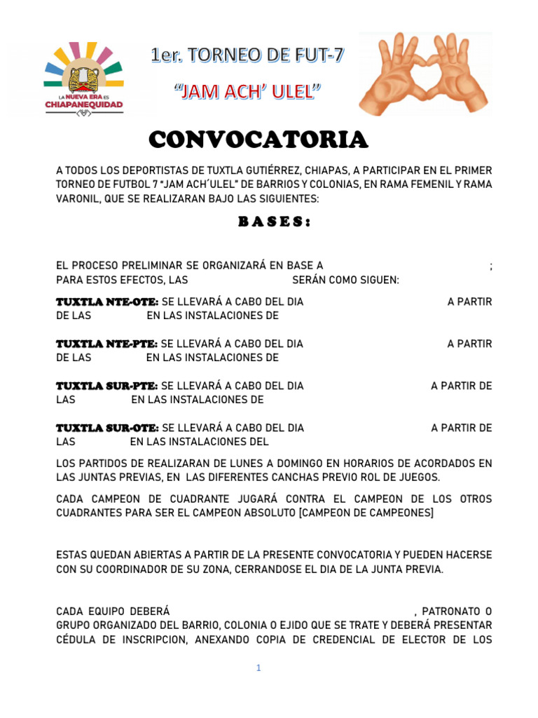 Fut 7 - Convocatoria Tuxtla | PDF