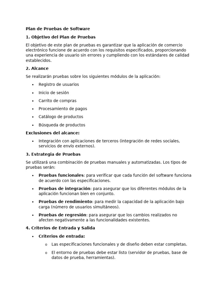 Plan de Pruebas de Software | PDF
