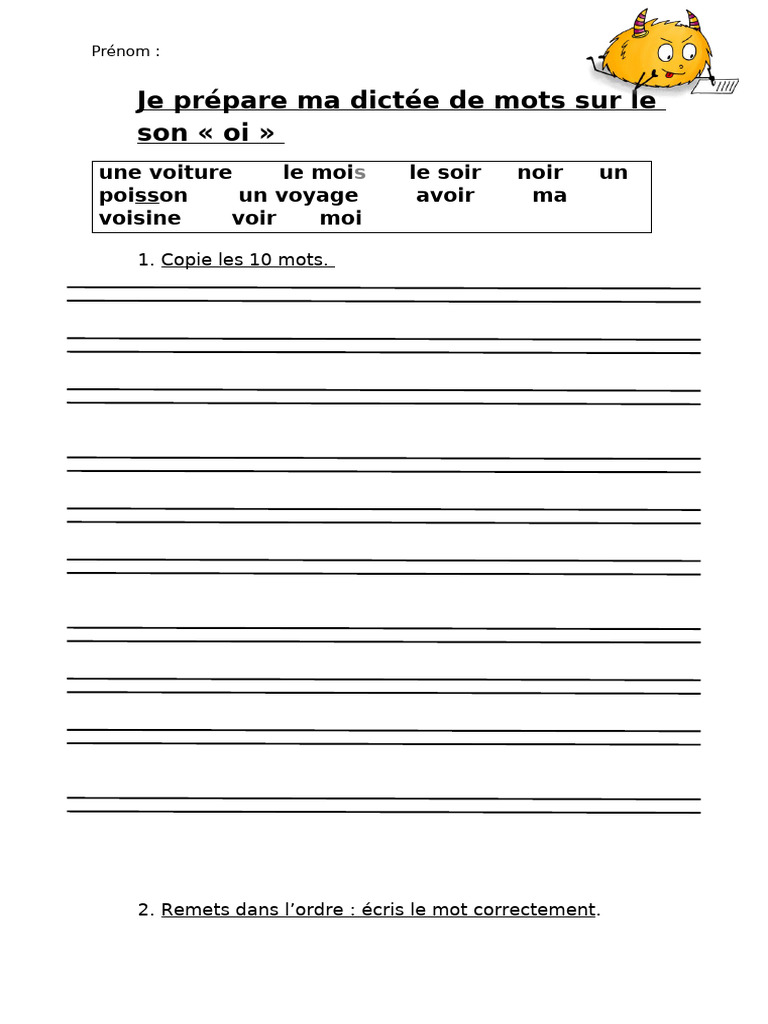 exercices dicteìe le son oi | PDF