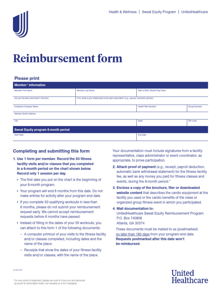 UHC-Sweat-Equity-Member-Reimbursement-Form-EN | PDF