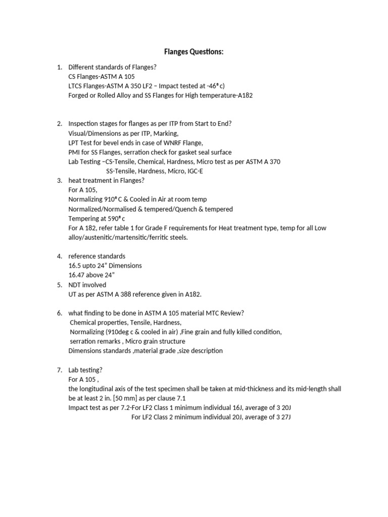 Flanges Questions | PDF