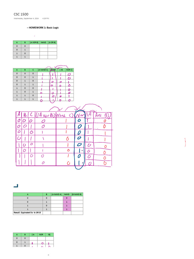 CSC 1500 - Homework 1 Basic Logic | PDF