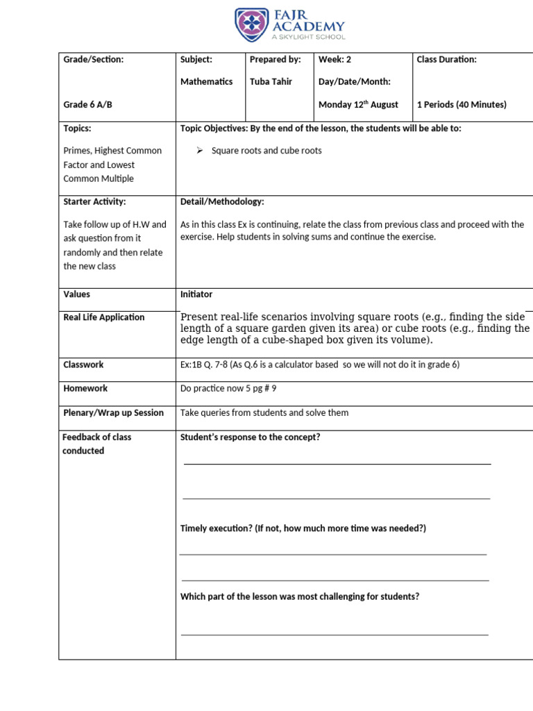 Math Grade 6 Week 2 (12 - 16) August | PDF
