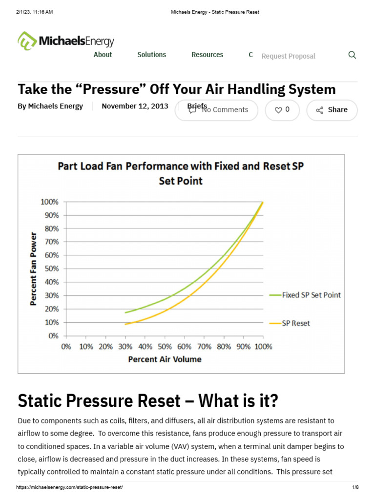 Michaels Energy - Static Pressure Reset | PDF | Mechanical Engineering | Technology & Engineering