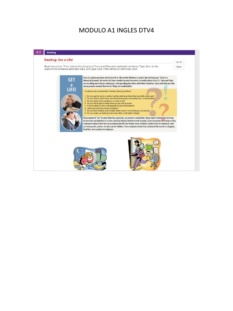 Examen - Modulo A1 Ingles DTV4 | PDF