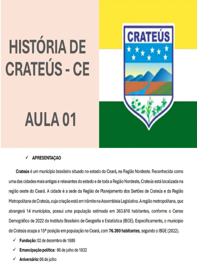 Aula 1 - Historia de Crateus | PDF