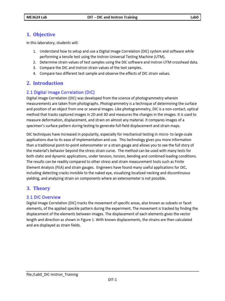 Lab0 DIC-Instron Training | PDF