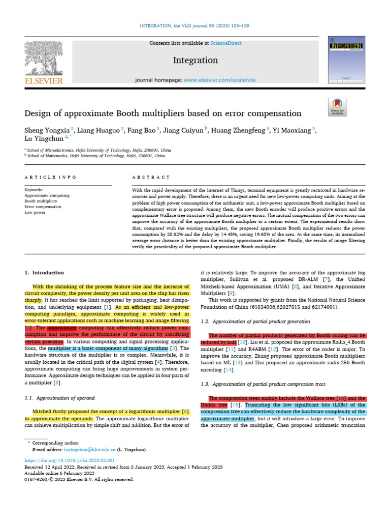 Design of Approximate Booth Multipliers Based On Error Compensation | PDF