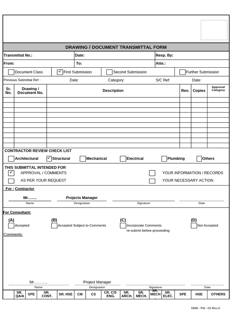 FM - 03 Document Transmittal Form | PDF