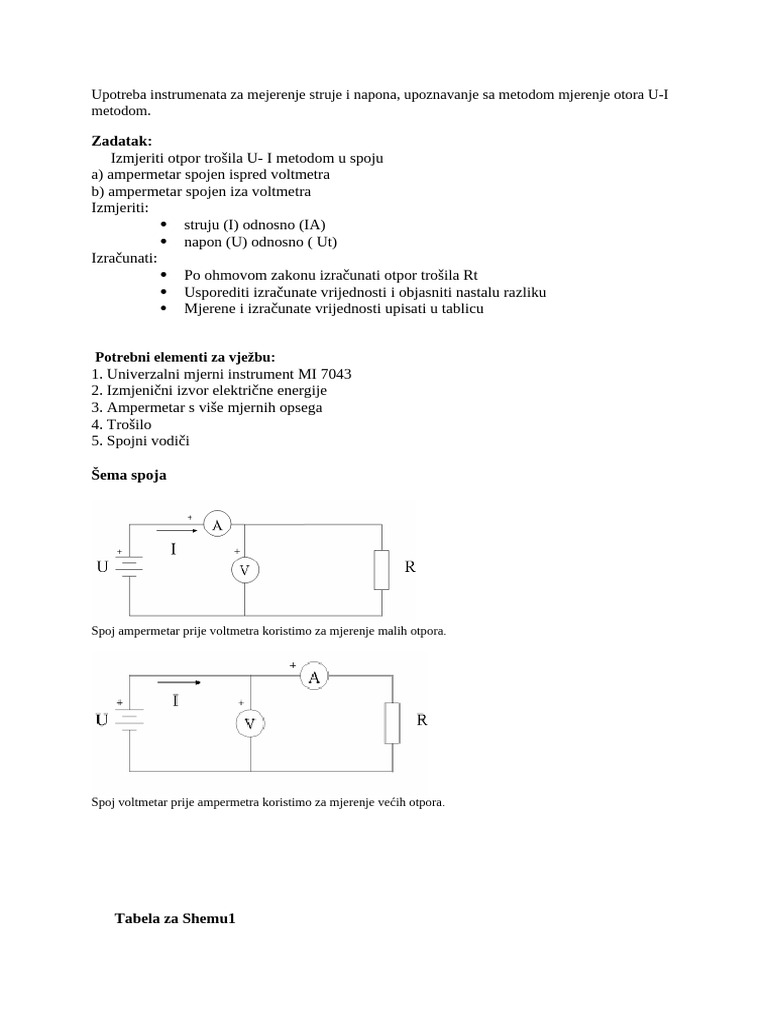 Upotreba Instrumenata Za Mejerenje Struje I Napona | PDF