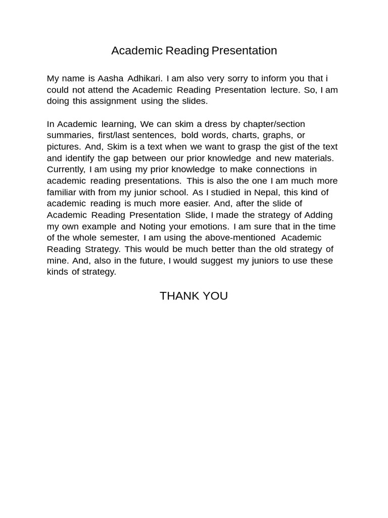 Academic Reading Reflection (2).docx - Google Docs | PDF