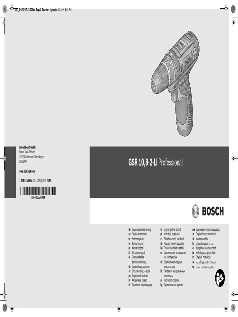 Perceuse Bosch GSR 10-8-2 Li Pro Notice | PDF
