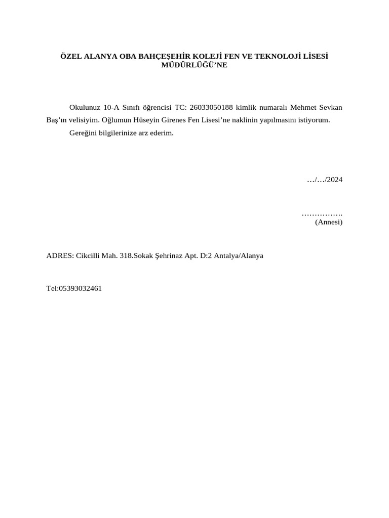 Nakil Dilekcesi | PDF