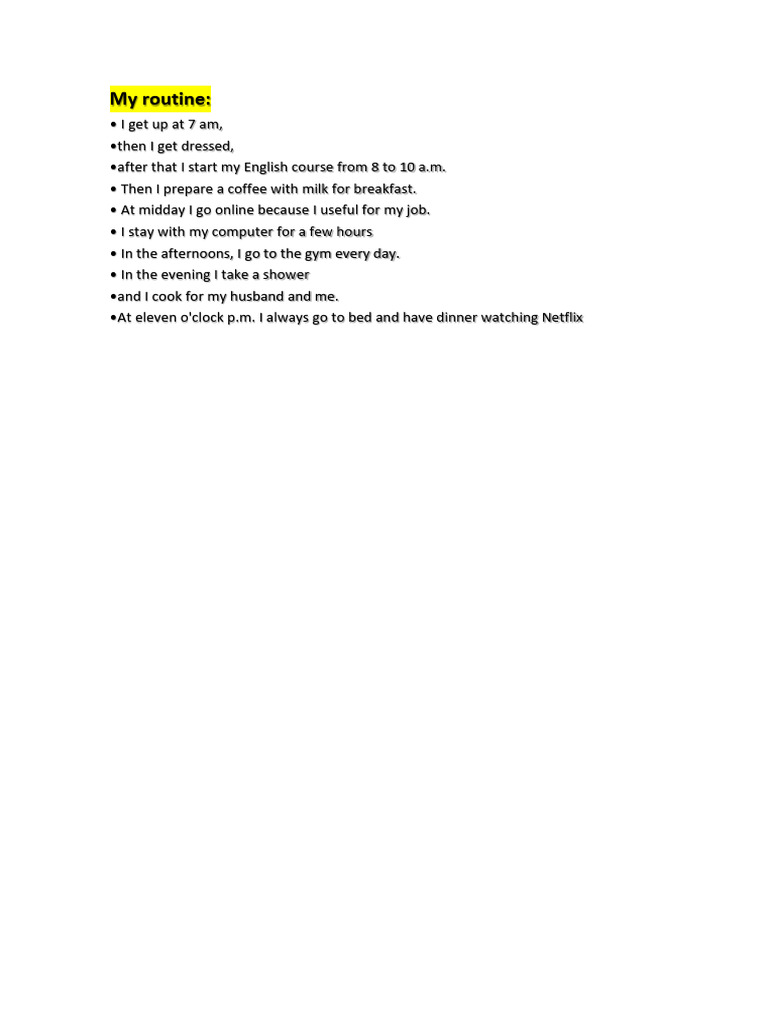 My Routine Pdf