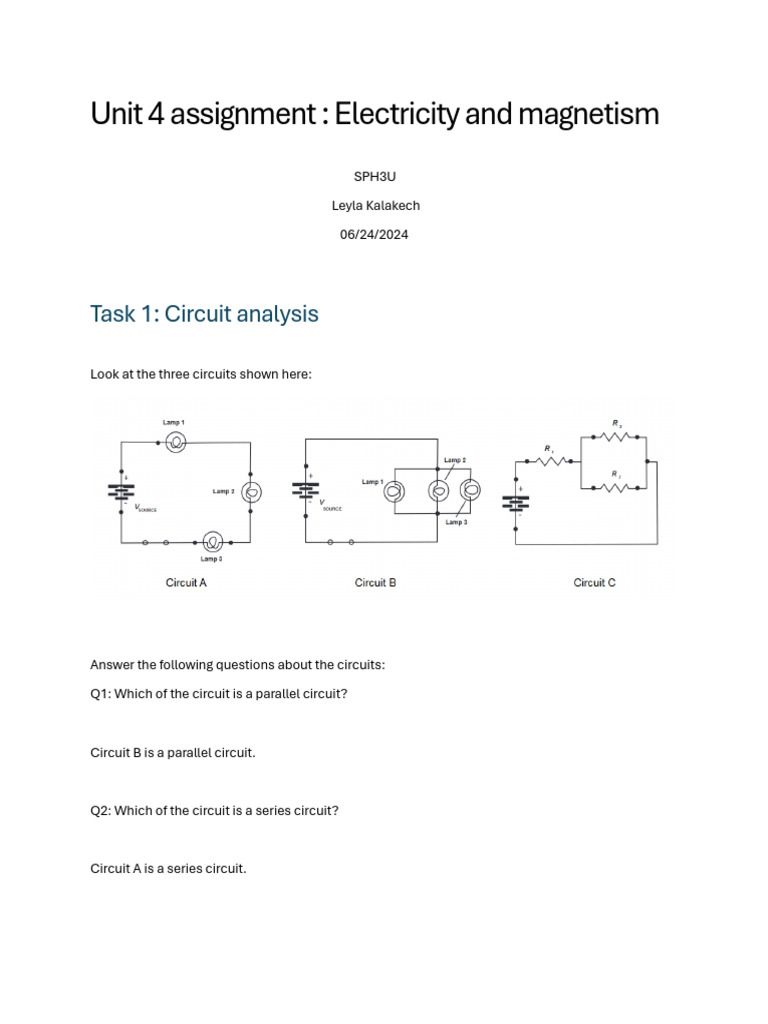 Unit 4 Assignment Leyla Kalakech | PDF | Transformer | Electric Power ...