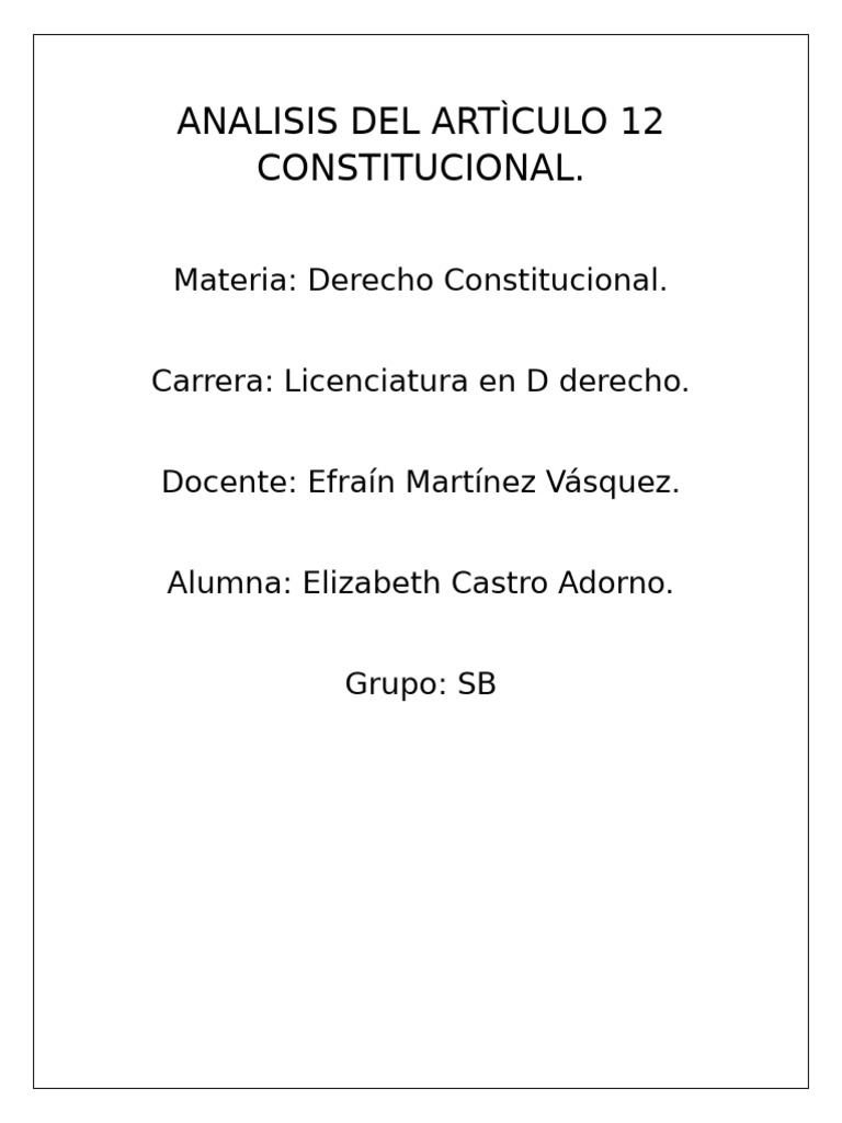 Análisis del Artículo 12 Constitucional | PDF | Nobleza | Derecho