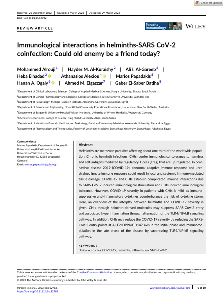 Immunological Interactions in Helminths | PDF | Immune System ...