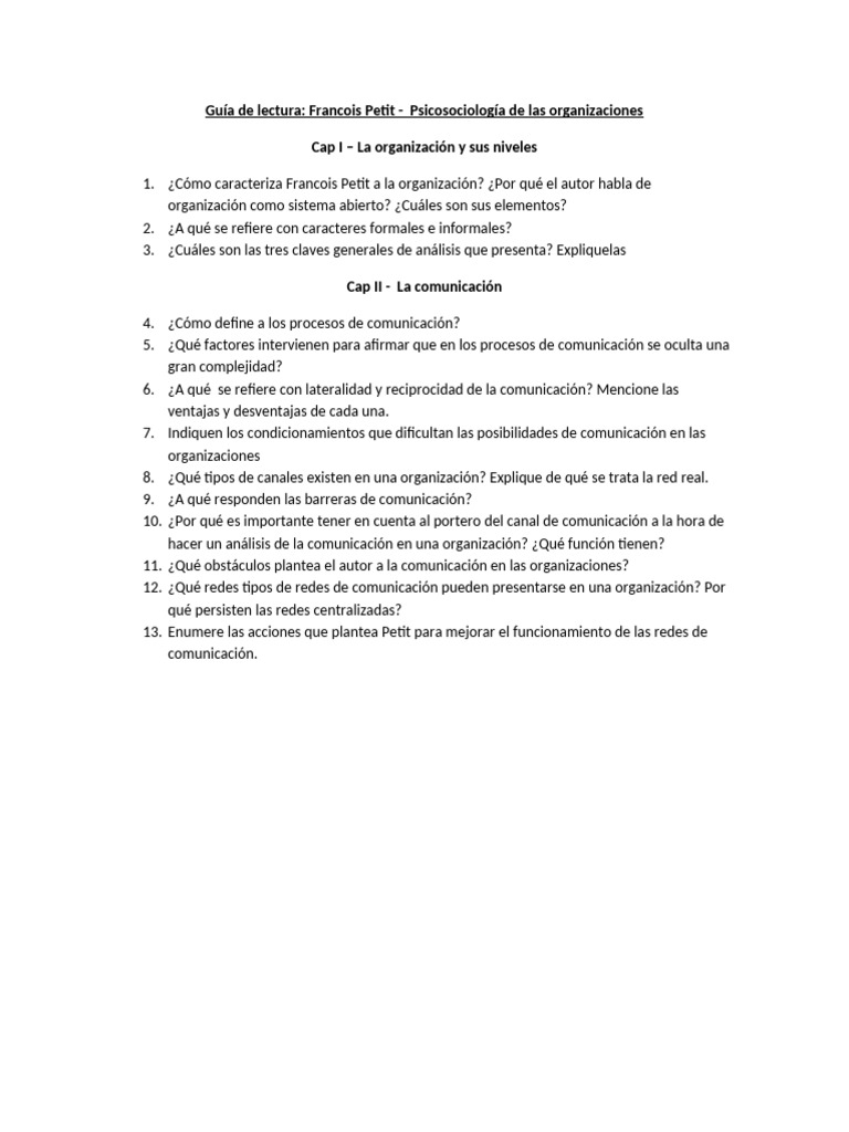 Guía de Lectura - Francois Petit | PDF