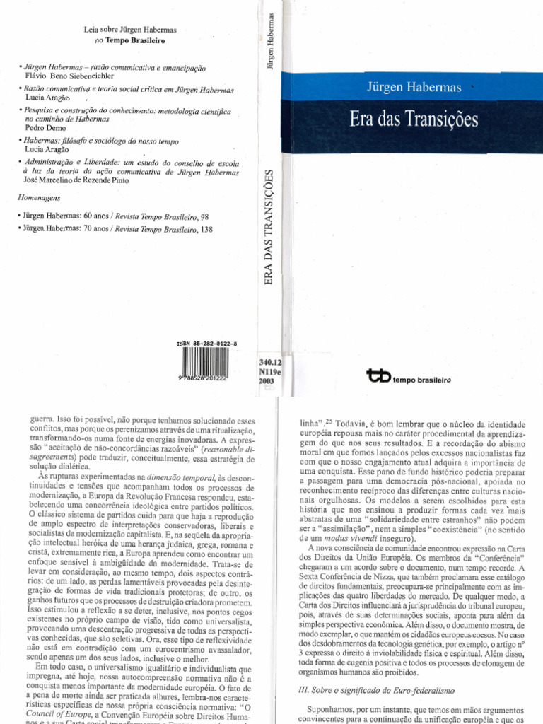 HABERMAS, Jürgen. Pragmatismo Americano e Filosofia Alemã Três ...