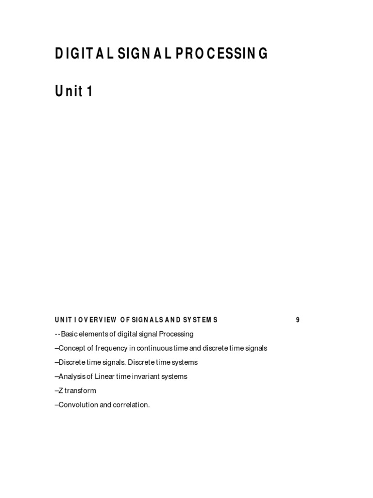Overview of Digital Signal Processing | PDF | Discrete Time And ...
