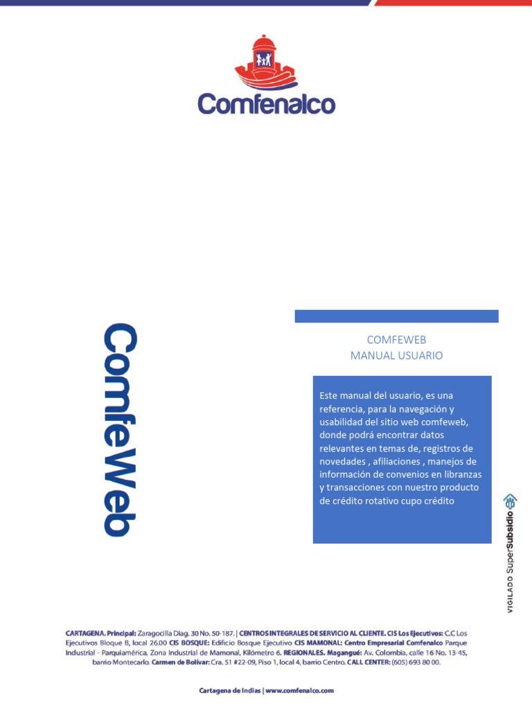 MANUAL COMFEWEB Con Nuevo Membrete Comfenalco 2023 | PDF | Usuario (informática) | Contraseña