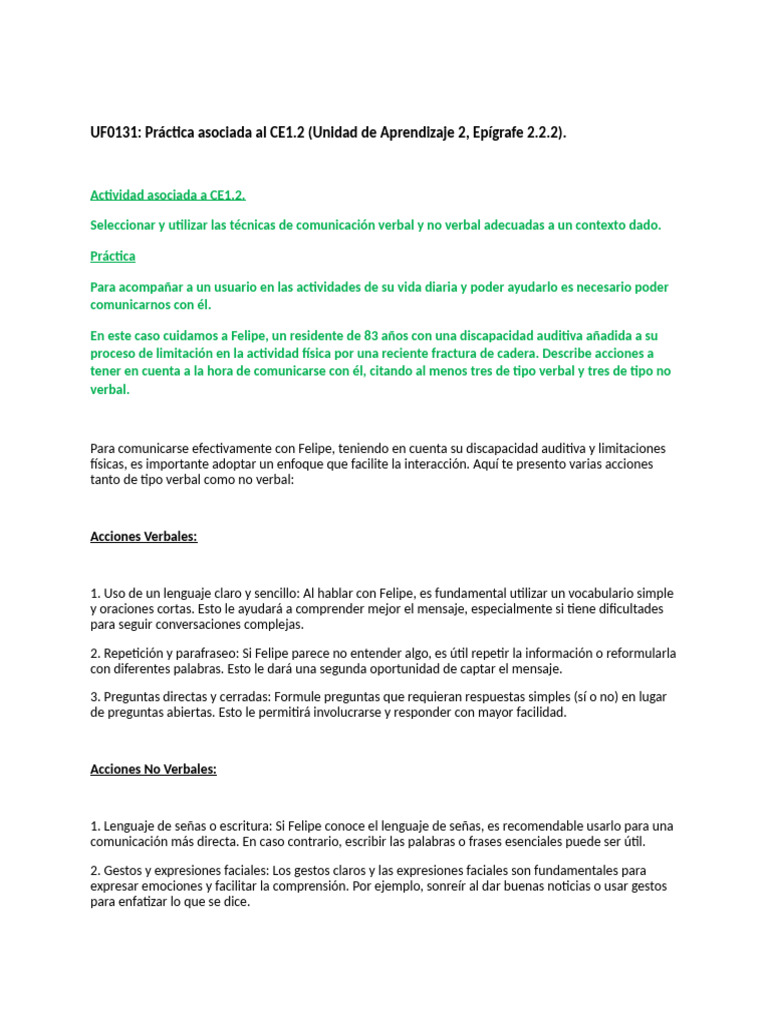 UF0131 Práctica Asociada Al CE1.2 (Unidad de Aprendizaje 2, Epígrafe 2. ...
