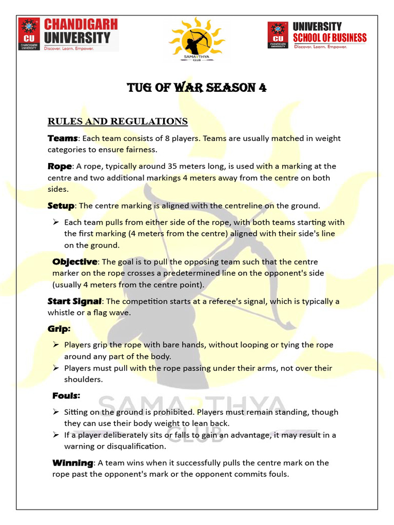 Official tug of war rules store