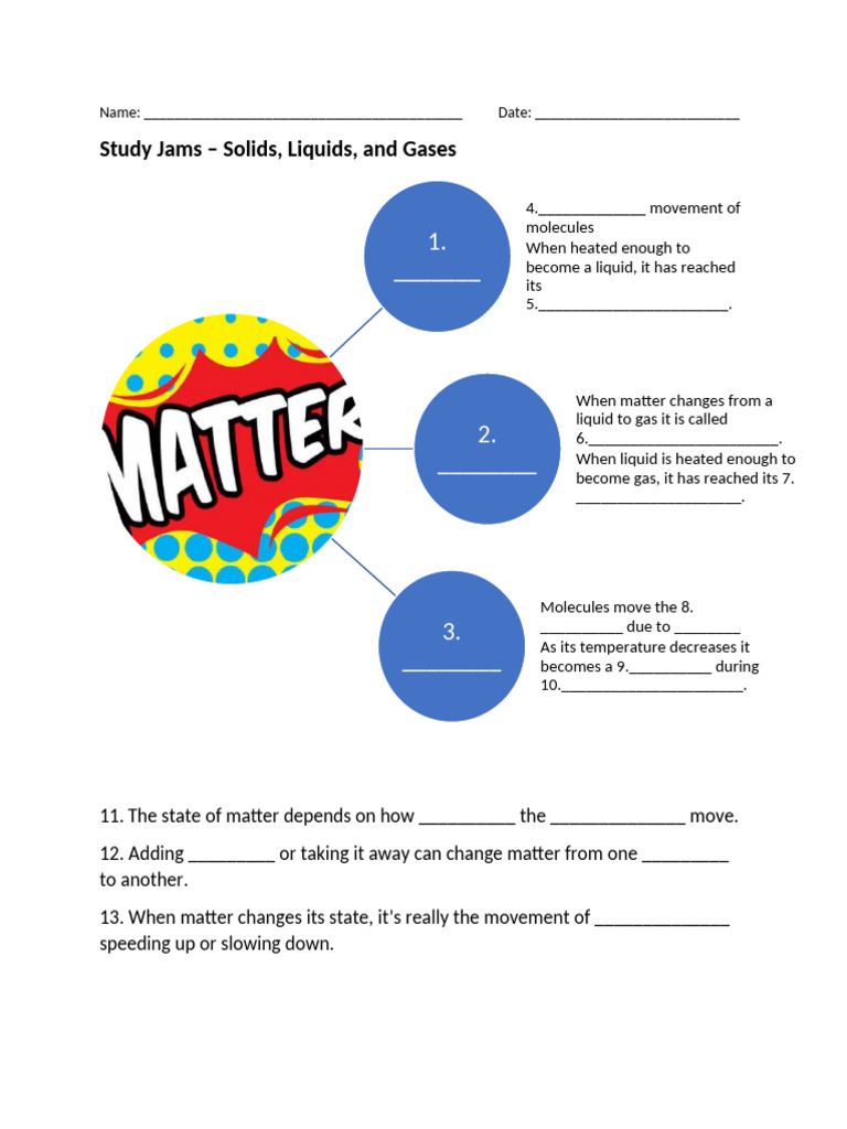 Study Jams - Solids, Liquids, Gases | PDF
