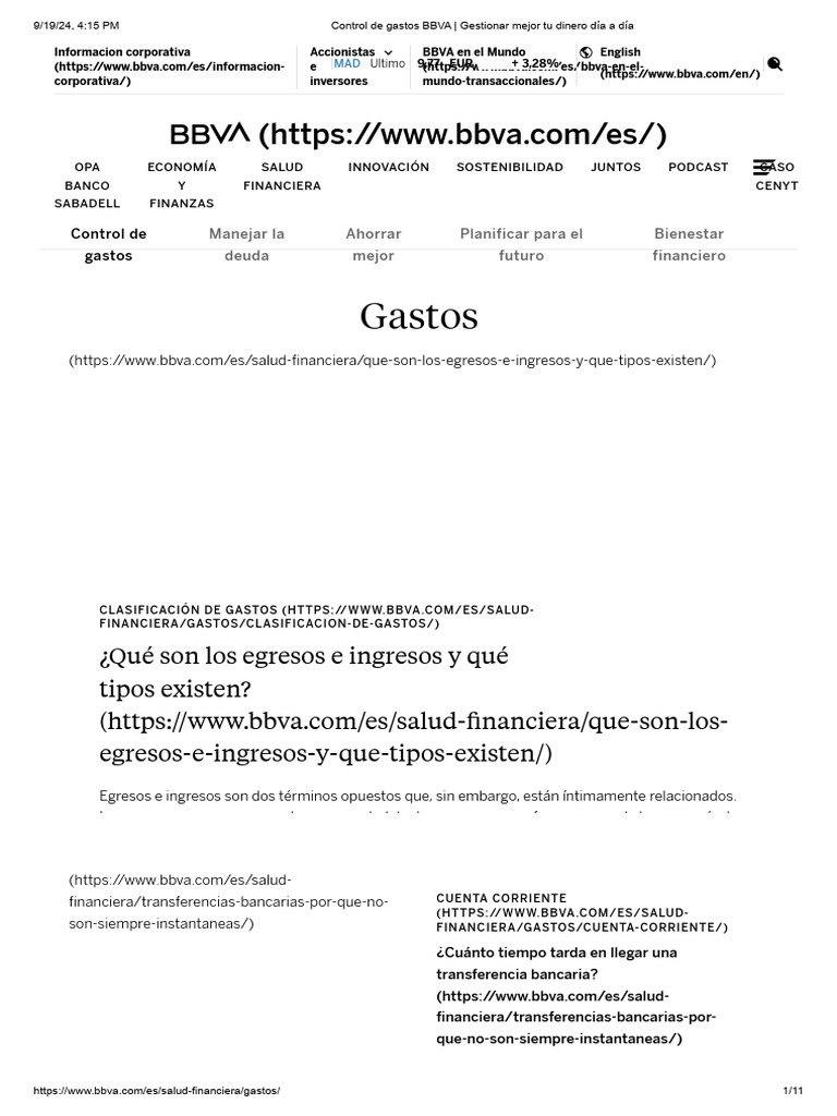 Control de gastos BBVA _ Gestionar mejor tu dinero día a día | PDF