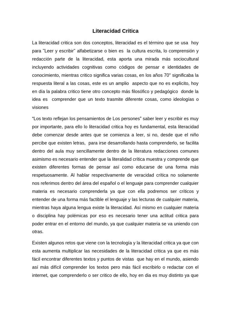 Literacidad Critica | PDF