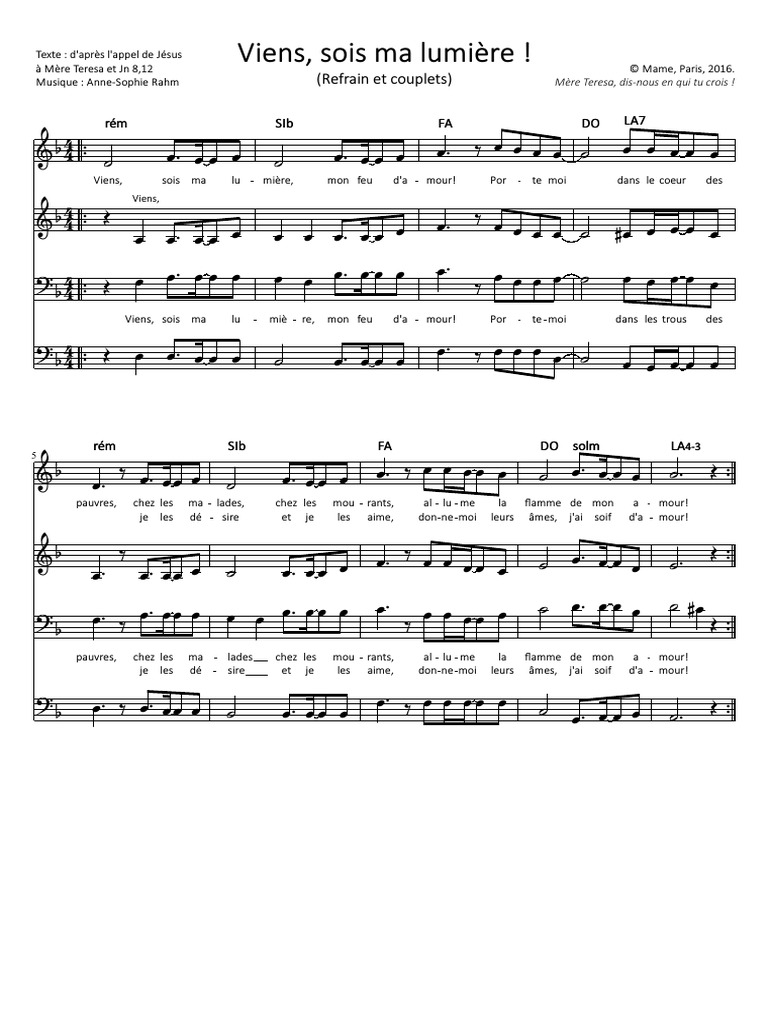 Viens Sois Ma Lumiere | PDF