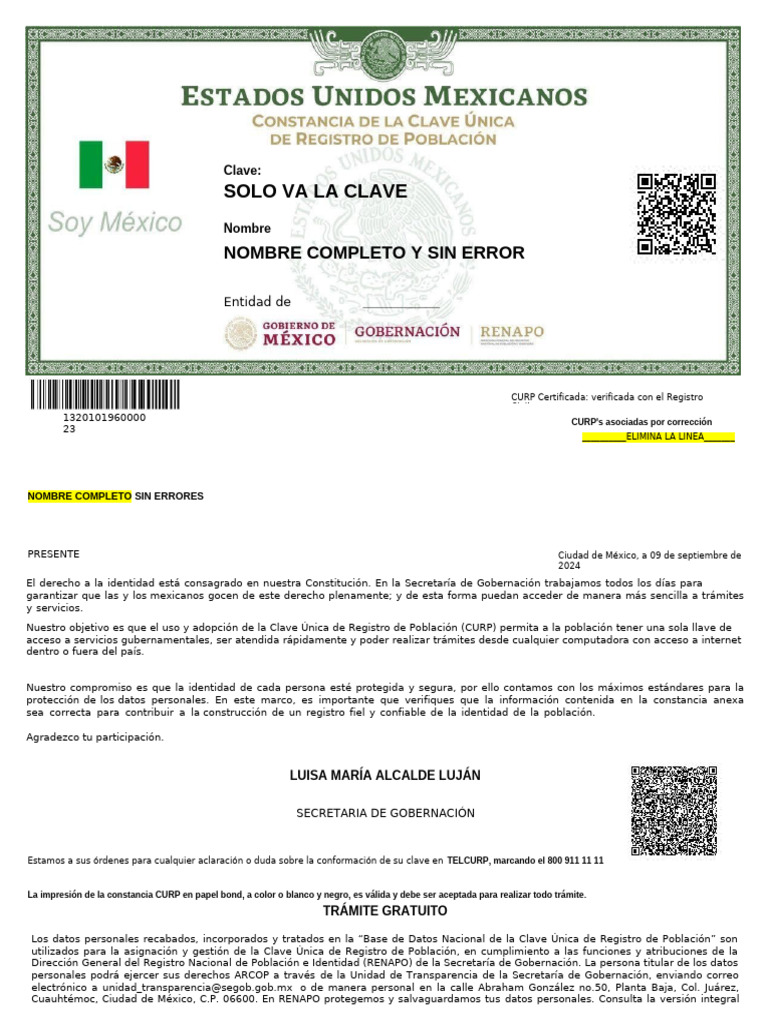 FORMATO DE CURP MEX | PDF