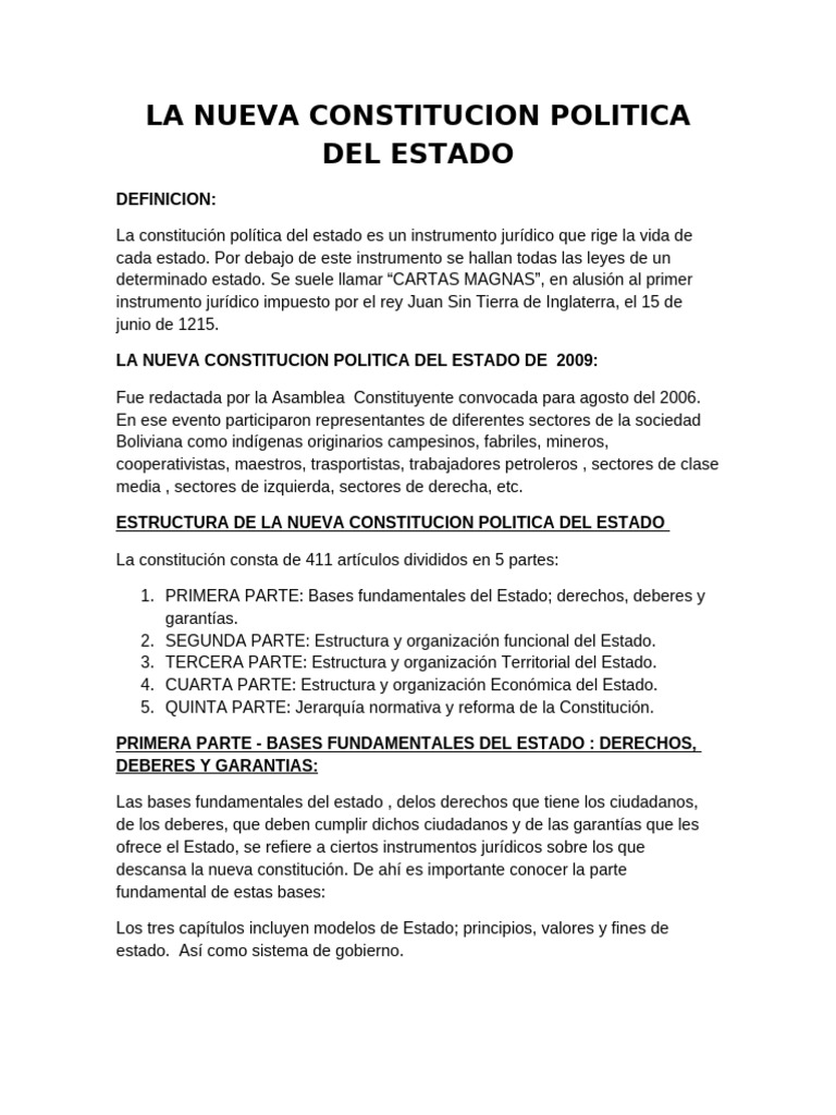 La Nueva Constitucion Politica Del Estado Pdf