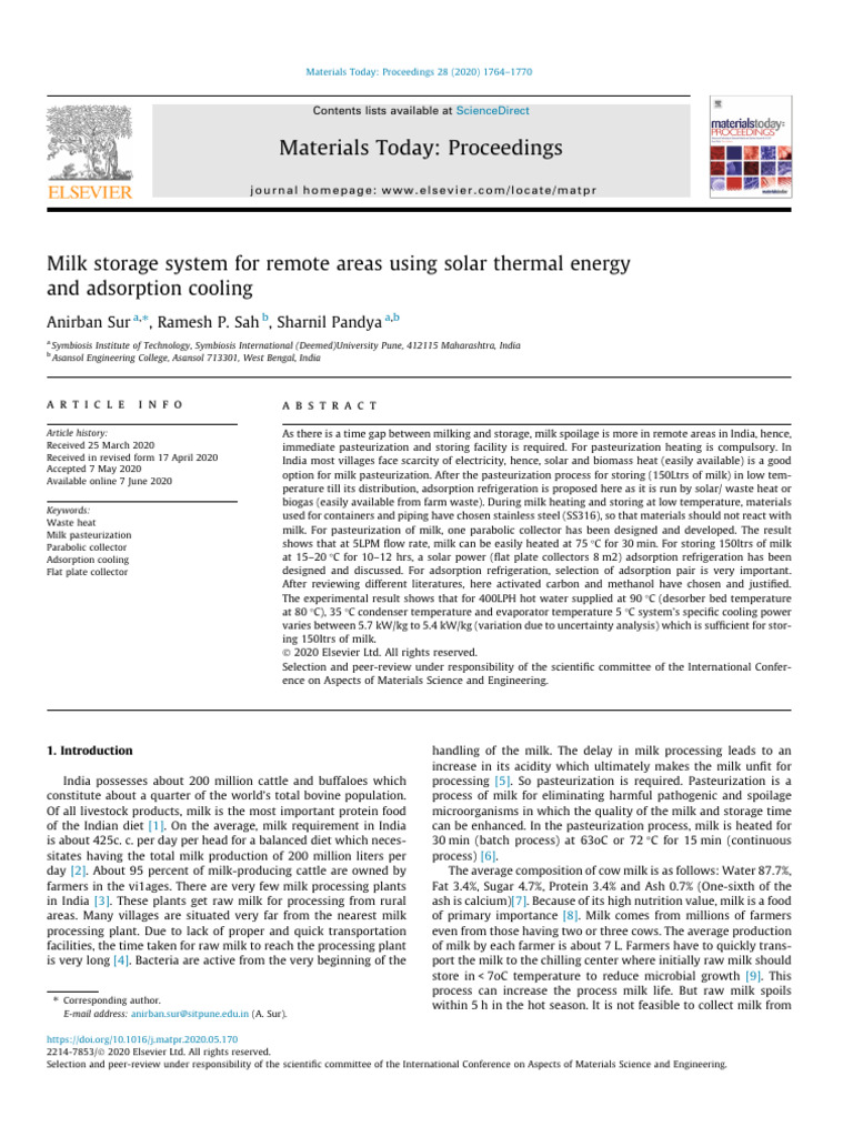 Solar-Powered Milk Storage System | PDF | Milk | Sustainable Technologies