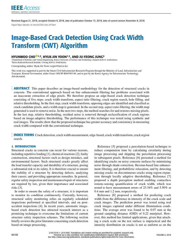 Image-Based Crack Detection Using Crack Width Transform CWT Algorithm CRACKK | PDF