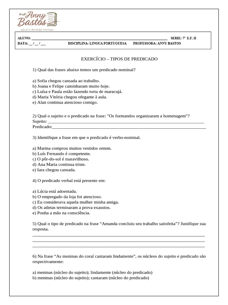 Tipos de Predicado | PDF