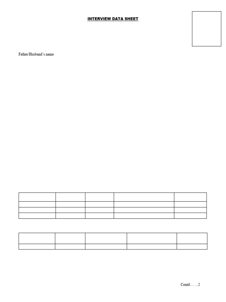 Interview Data Sheet For AO | PDF
