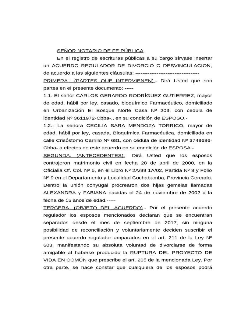 Acuerdo Regulador 205 - Cecilia Sara Mendoza Torrico Contra Carlos G ... Acuerdo Regulador 205 - Cecilia Sara Mendoza Torrico Contra Carlos G ...