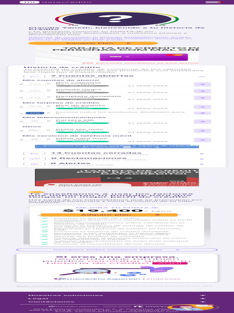 Consulta Tu Historial de Crédito y Más - Midatacrédito 2 | PDF