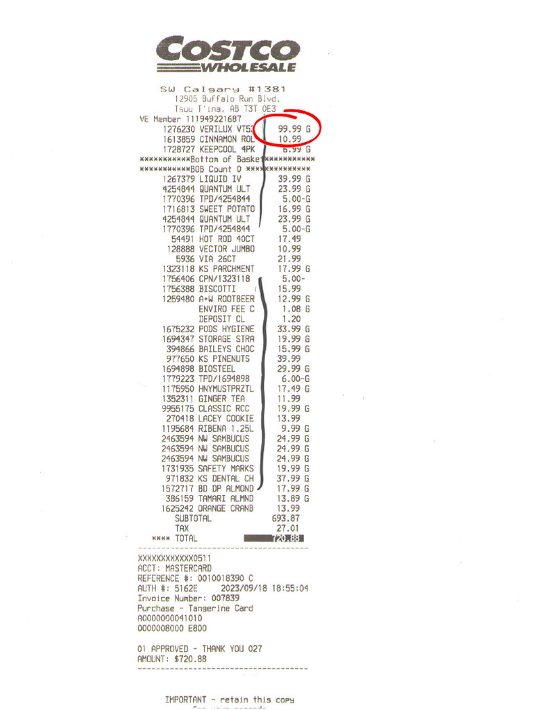Costco Recipt | PDF
