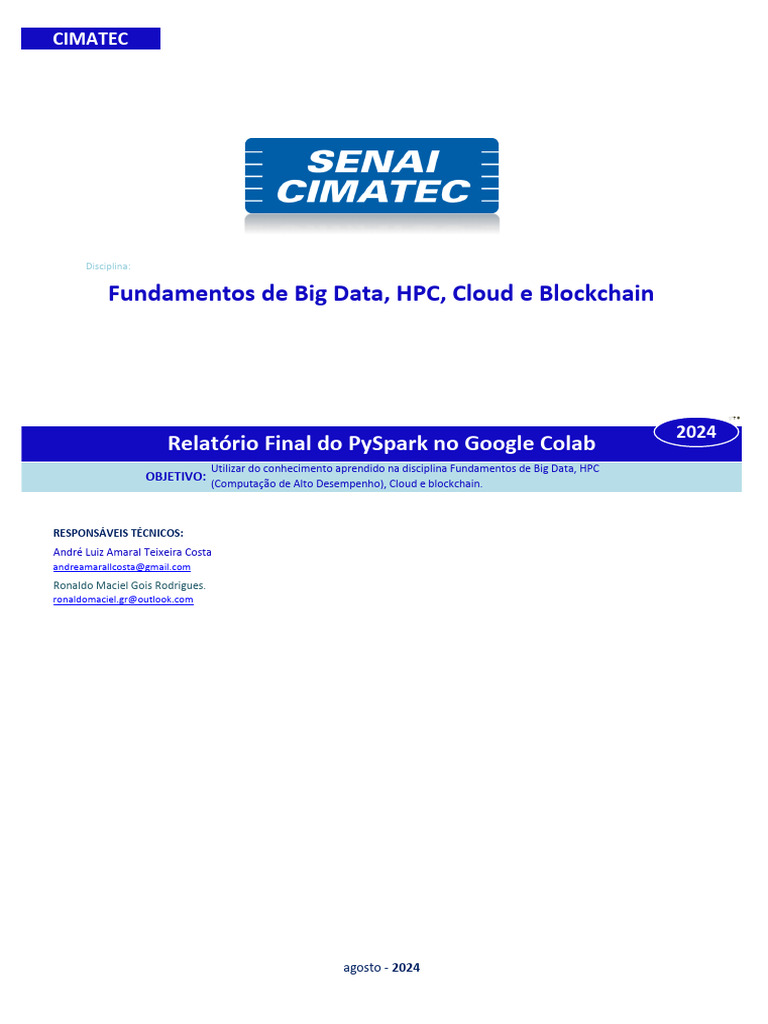 Relatorio Final Do PySpark No Google Colab | PDF