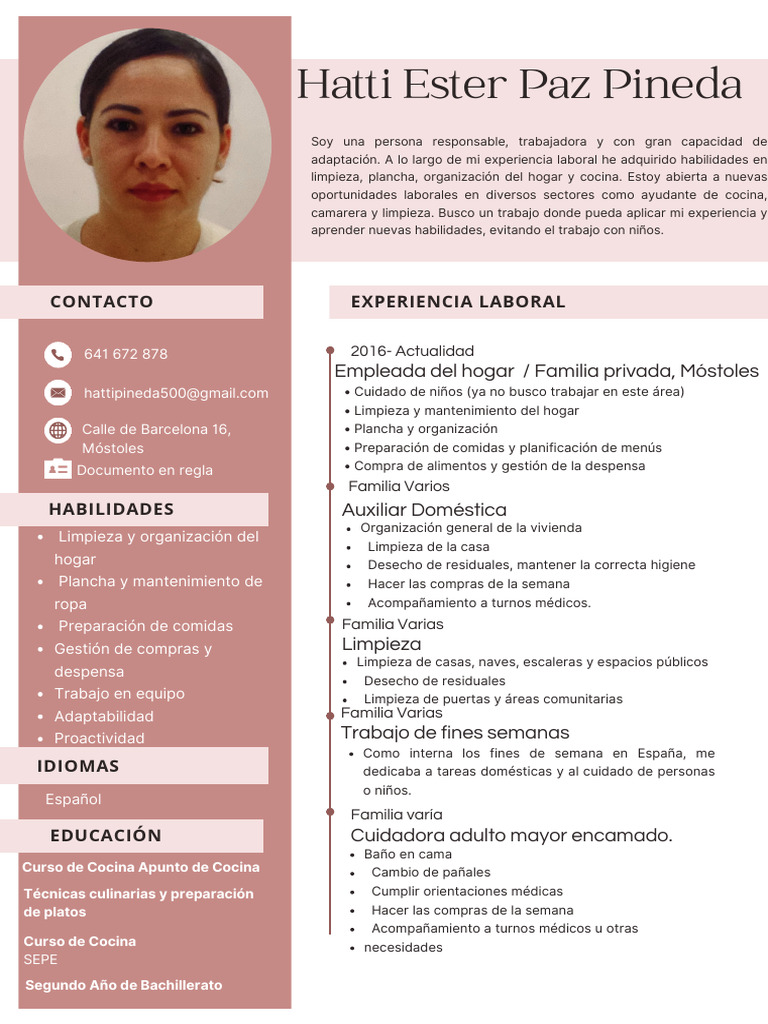 Currículum Vitae CV Hatti Ester Paz Pineda | PDF