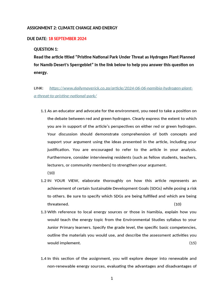Assignment 2 Climate Change and Energy | PDF