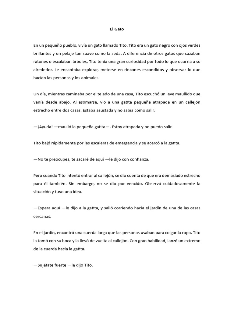El Gato Cuento Pdf